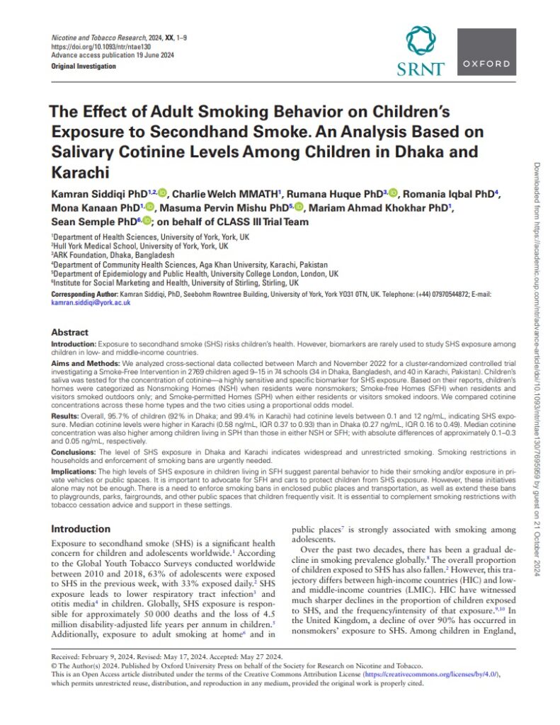 The Effect of Adult Smoking Behavior on Children’s Exposure to ...